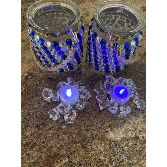 Accents | Set Of 2 Handmade Bejeweled Bedazzled Rhinestone Lighted Jars ...
